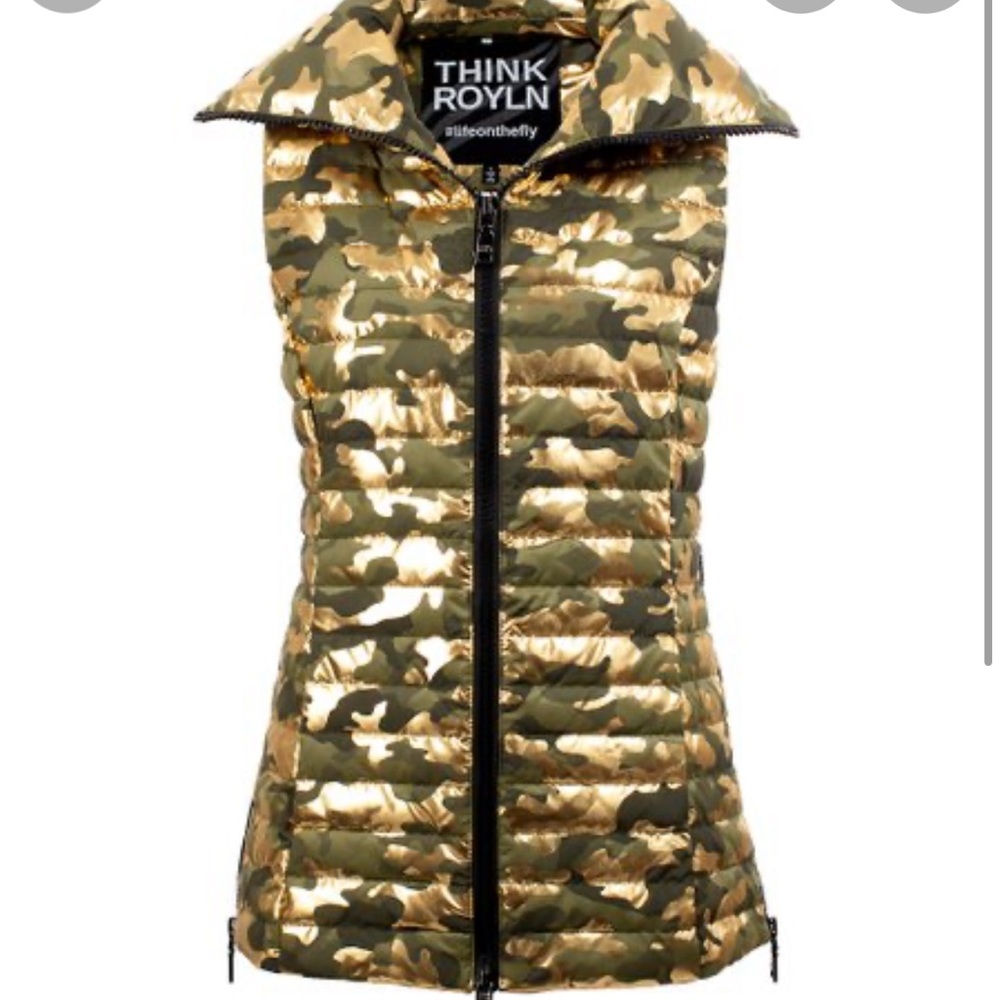 Think Rolyn Camo Metallic Puffer Vest. Brand New - Gem